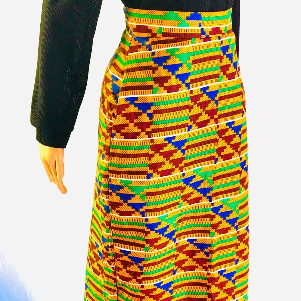 African Kente Skirt With Head Wrap - Gem